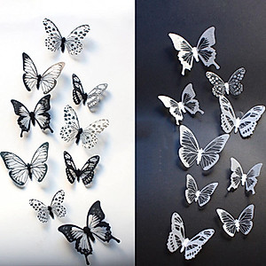 90PCS, 3D Butterfly Wall Decor,Decorative Butterflies for Decals,Black Decor Party Birthday Wedding Decoration Stickers for DIY Bedroom Living Room