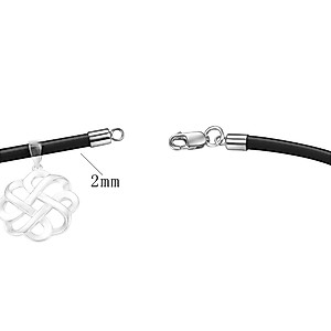 GOXO Black Waterproof Braided Leather Necklace Wax Rope Chain for Women Men,Durable Sterling Silver Buckle, 2mm Width 16 to 24 Inch Cord Made in USA (18)