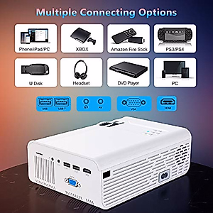 WiFi Projector Support 5.2 Bluetooth Transmitter, WiMiUS K2 Mini Projector 1080P and 4K Support, 300’’ Screen Zoom Compatible with Smartphone (Wirelessly) PC TV Stick Chromecast PS5