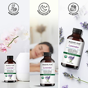 Majestic Pure Lavender USDA Organic Essential Oil | 100% Organic Essential Oil for Aromatherapy, Massage and Topical Uses | 1 fl. Oz