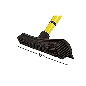 Pet Hair Remover Broom - Floor, Tile, Carpet, Multi-Surface Squeegee Rubber Broom, 12 Inch Broom Head, Orange