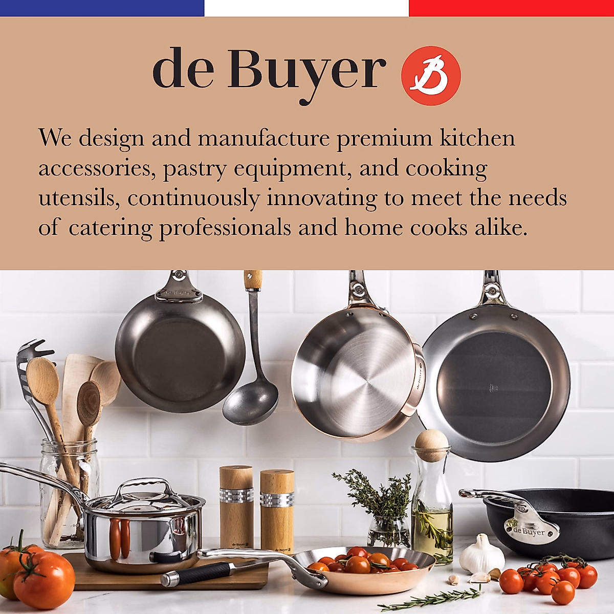 de Buyer MINERAL B Carbon Steel Fry Pan - 12.5” - Ideal for Searing, Sauteing & Reheating - Naturally Nonstick - Made in France