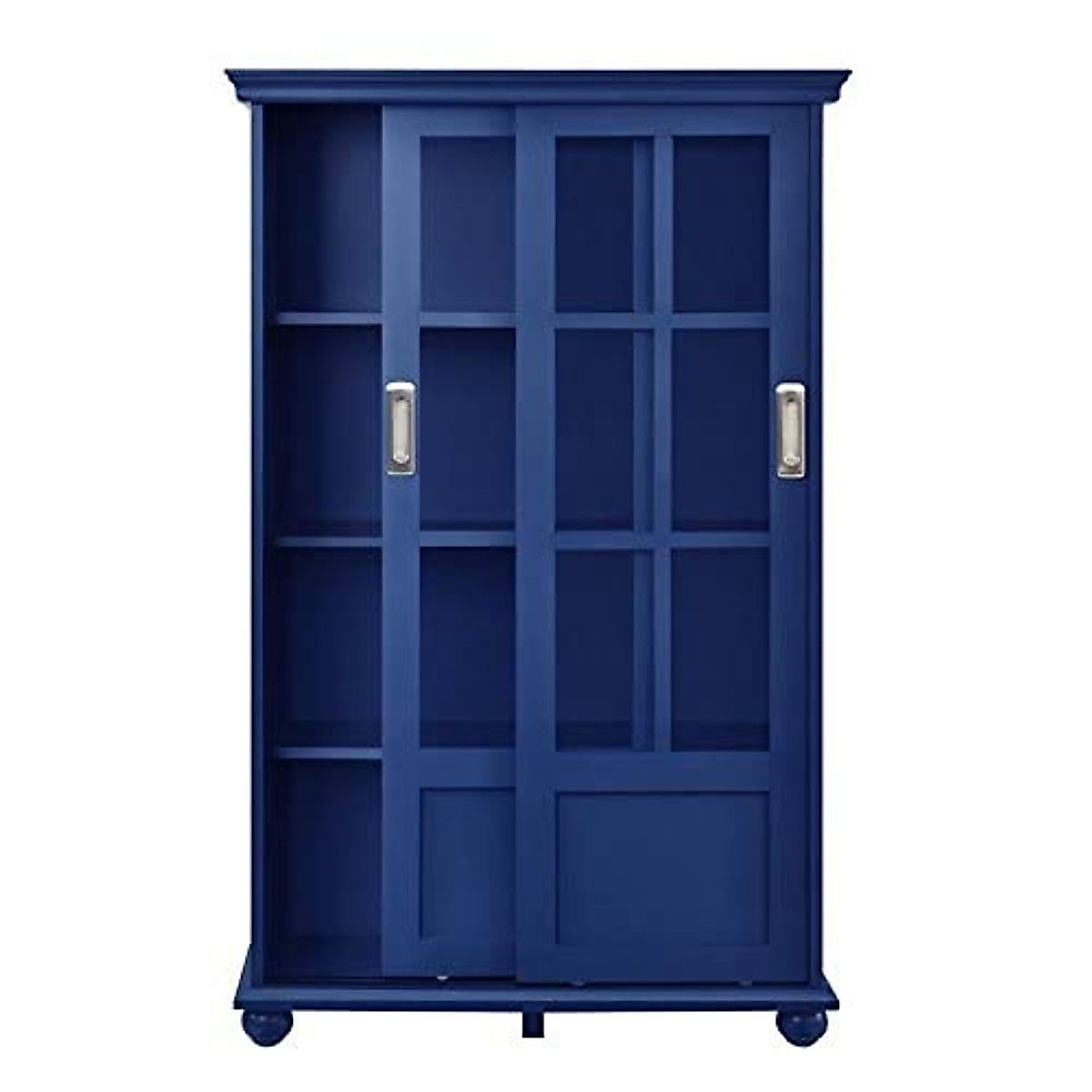 Ameriwood Home Aaron Lane 4 tier Bookcase with Sliding Glass Doors, Blue
