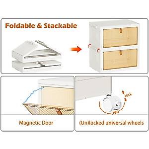 HOMIDEC Closet Organizers and Storage 93Qt 3 Pack Closet Organizer Boxes for Clothes Stackable Storage Bins Foldable Storage Box for Clothes/Toys/Office Supplies/Snacks(31Qt X 3)