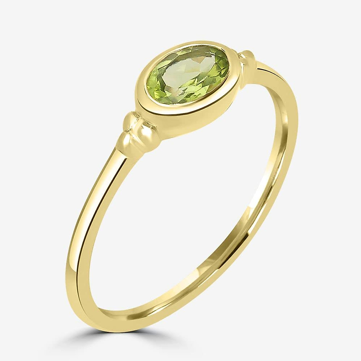 GEMISTRY East-West 14k Gold over Sterling Silver Peridot Gemstone Stackable Solitaire Bezel Ring