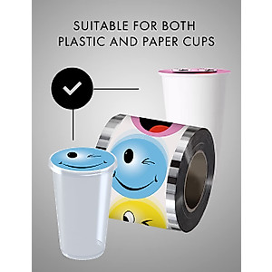 WantJoin Cup Sealing Film Tea Cup Sealing Film Boba Cup Sealer Film 90-105 mm 3000 Cups for PP Plastic and Paper Cups