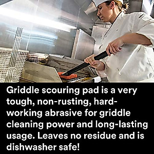 3M Scotch-Brite Griddle Cleaning, Quick Clean Heavy Duty Scour Pad, 4" x 5.25" Pads/Pack, For Baked On Food and Cooking Oils, Use on Hot or Cool Griddle, 15 Count
