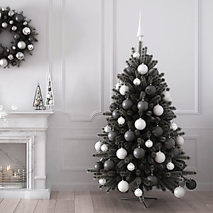 Christmas Ornaments Set of 36 - Beautiful [Black] Christmas Tree Decorations Ornaments Set - 6 Style Christmas Ball Ornaments - Shatterproof/Pre-Strung - for Holiday/Party/Decorations/DIY