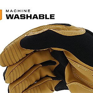 Mechanix Wear: Material4X M-Pact Synthetic Leather Work Gloves, Safety Gloves with Impact Protection and Vibration Absorption, Abrasion Resistance, Work Gloves for Men (Brown, Large)