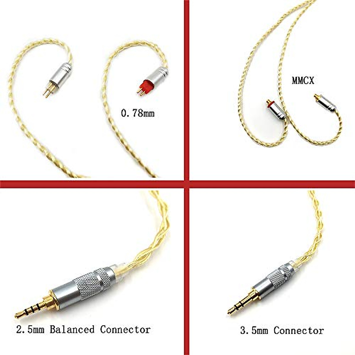 Linsoul Soft Silver Plated Cable for Shure SE215 LZ Shozy hibiki Kinera H3 Earphone IEMs (MMCX, 3.5mm Plug)