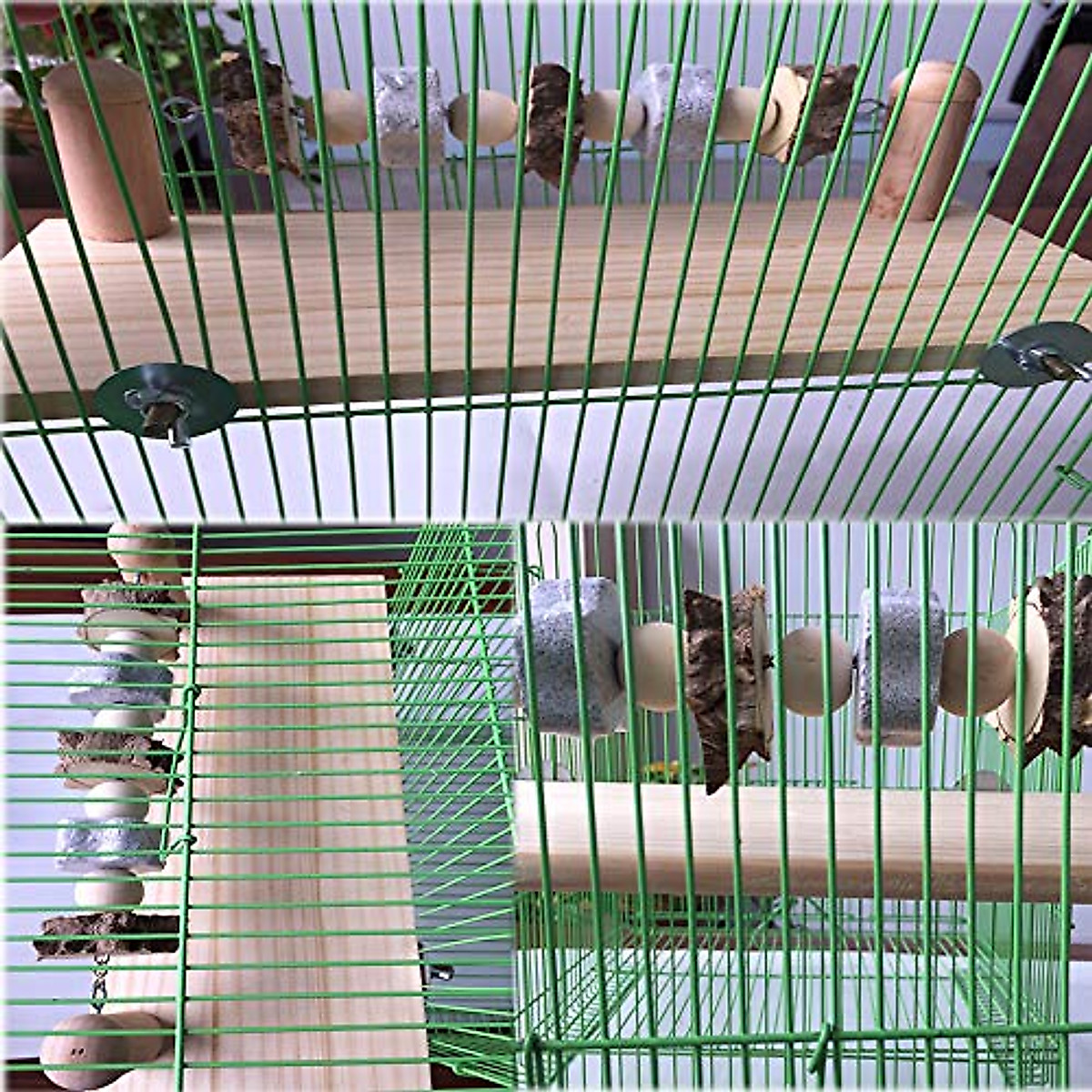 kathson Pet Wood ledges Platform, Wooden Chinchilla Ledges Platform with Lava Ledge Blocks Chew Toys Pet Cage Resting Wooden Shelf Chinchilla Cage Accessories for Hamster Guinea-Pigs Mouse