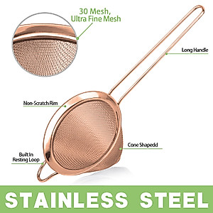 2 Pack Stainless Steel Small Food Strainer, Fine Mesh Sieve with Long Handle, Cocktail Strainer For Cocktails, Tea Herbs, Coffee & Drinks, Rust Proof & Great as Tea Strainer, 3.5inch