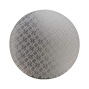 Spec101 Round Cake Boards Bulk 12pk - 12 Inch Cake Drum Round Silver Cardboard Base with 1/2 Inch Thick Smooth Foil Edge