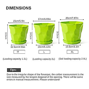 HBSGS Plant Pots Plastic Flower Pots Set with Drainage Holes and Saucers Planter for Indoor Plants Outdoor Plants and Flowers, Colorful