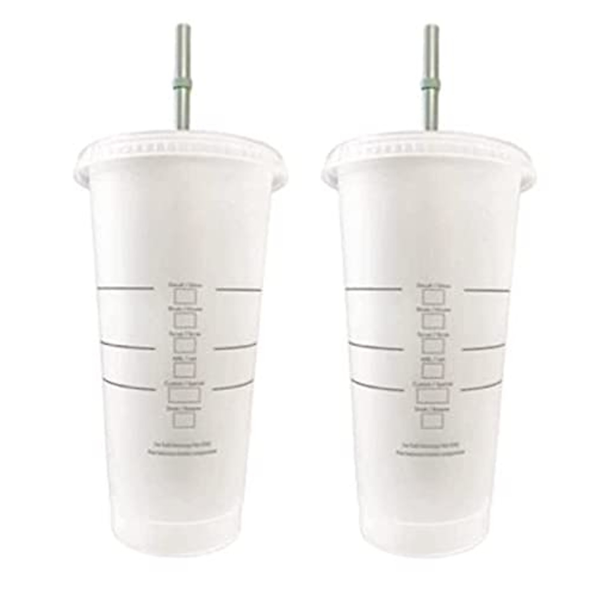 Starbucks 2 Pack Reusable Venti Frosted Cold Cup With Lid and Green Straw w/Stopper, 24 fl.oz.