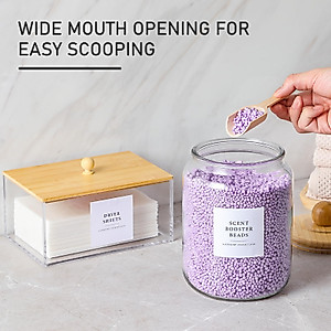 Glass Jars and Dryer Sheet Holder with Bamboo Lids, Dispenser Set and Labels, Containers for Laundry Room Organization and Storage, Half Gallon Airtight jars, Acrylic Storage Box for Laundry supplies