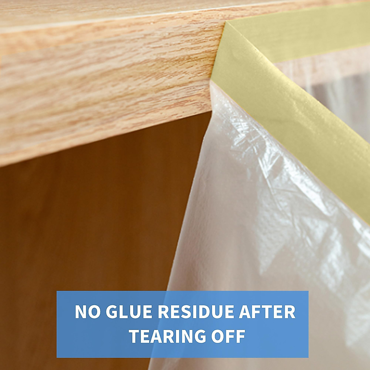 TAPEBEAR Painters Tape and Masking Film 22inch X 30yard(550mmx 27m), Plastic Cover for Painting, Tape and Drape, Pre-Taped Masking Film for Automotive, Floor, Appliance and Furniture, 3Rolls