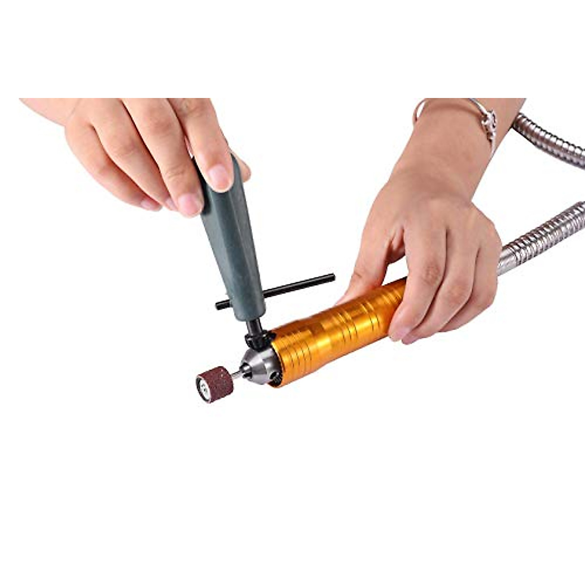 VOTOER Rotary Tool Flex Shaft Hanging Grinder Carver Electric Multi-function Metalworking Tools Repair Kit, Foot Pedal Control, 780W Strong Power, Metal Flexible Shaft, 23000 RPM