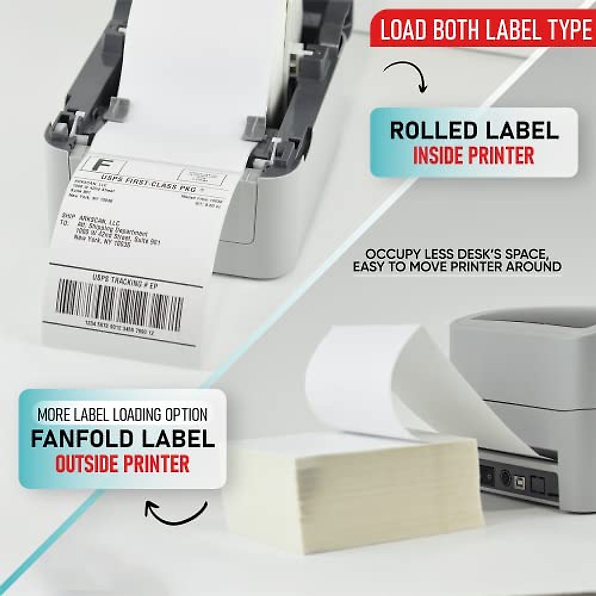 Arkscan 2054K-BT for Bluetooth Wireless Shipping Label Printer on iPhone Windows Mac Chromebook Android Support Amazon Ebay Paypal Shopify Shipstation UPS USPS FedEx Fanfold Direct Label