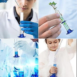 Thick Glass Graduated Cylinder Measuring Liquid Lab Cylinders with Anti-Falling Plastic Base and Bumper Guards and Cylinder Brush (Glass, 100ML)