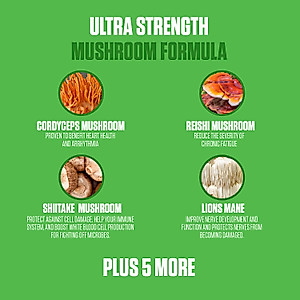 Mushroom Complex 10x Power | #1 Rated Mushroom Supplement w/Cordyceps, Reishi, Shiitake, Lions Mane + More | Boost Immune System, Nootropics, Mental Clarity, Support Overall Health & Wellness