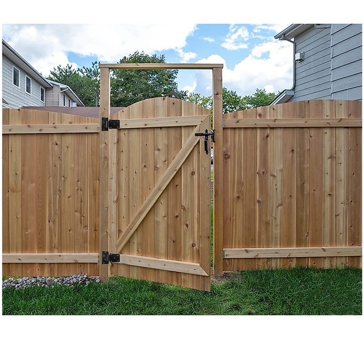 3.5 inch Heavy Duty Gate Hinges 4 Pack, Extra Thickness Black Iron Door Hinges for Shed Barn Wood Fence Gate (Screws Included)