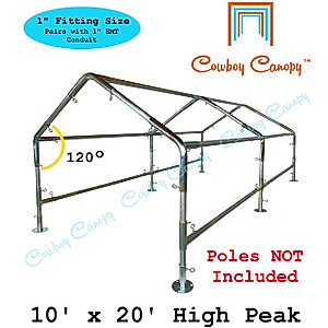 10' x 20' High Peak Canopy Fittings, DIY RV & Boat Carport, 1" EMT Metal Frame Parts