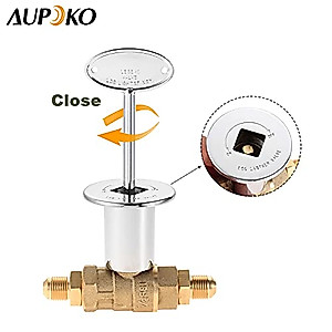 Aupoko 1/2-Inch Straight Quarter-Turn Shut-Off Valve Kit for NG LP Gas Fire Pits, 3-inch Key and 3/8 Male Flare x 1/2 NPT Fittings x 2, Fits for NG LP Gas Fire Pits Indoor & Outdoor Fireplace