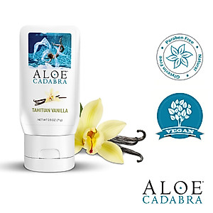Aloe Cadabra Flavored Personal Lubricant and Vaginal Moisturizer, Organic Edible Aloe Lube for Men, Women and Couples, Non-Staining, pH Balanced, Toy Compatible (Tahitian Vanilla, 2.5 Ounces, 1 Pack)