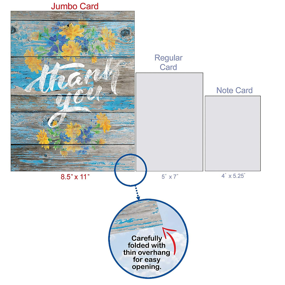 The Best Card Company - 1 Big Thank You Greeting Card (8.5 x 11 Inch) - Group Card for Showing Thanks, Appreciation, Gratitude - Blooming Driftwood J6108CTYG