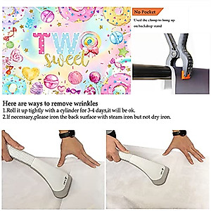 Avezano Two Sweet Donut Birthday Backdrop Sweet Candy Second Birthday Party Photography Background Blue Pink Gold Girl Happy 2nd Birthday Donut Theme Party Decoration Photoshoot Backdrops (7x5ft)