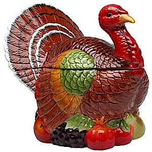 Cosmos Gifts Turkey Design Ceramic Cookie Jar, 10-3/8-Inch