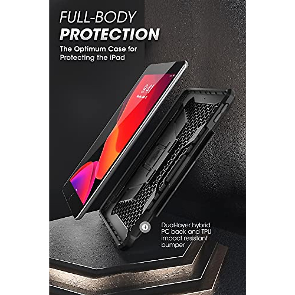 SUPCASE UB Series Designed for iPad 10.2 2019/2020/2021, iPad Air 3 Case 10.5 Inch, with Built-in Apple Pencil Holder Full Body Rugged Protective Case for iPad 9th/8th/7th Generation (Black)