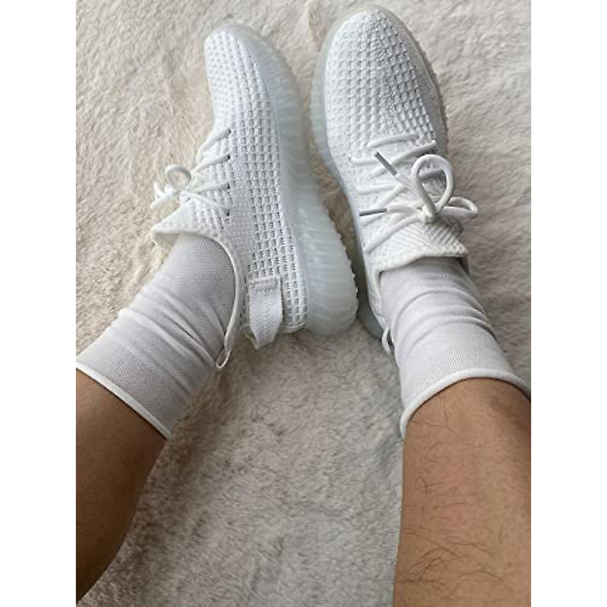 Doitall Women Roll Cuff Socks Womens Loose Casual Cotton Ruffle Slouch Crew Socks Cute White Socks Size 5-7