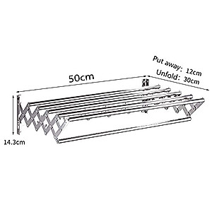 EAFTOS Wall Mounted Drying Rack Solid Hook Toilet Bathroom Shelf Mobile Telescopic Folding Towel Holder Shelf (Color : Silver, Size : 50x30cm)