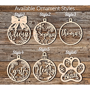 Wooden Personalized Christmas Ornaments with Name Family Christmas Ornaments for Kids Christmas Ball Ornaments Christmas Tree Ornaments Christmas Balls Custom Christmas Ornament with Name