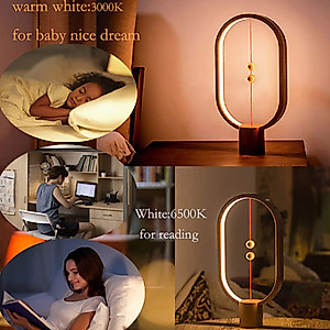 Xhope4u Table Lamp for Bedroom - Balance Lamp,Bedside Lamp with Touch Dimmer,Christmas Gifts,Nightstand Lamp,3 Level Brightness Rechargered Night Light for Home,Office,College Dorm (Wood Color)