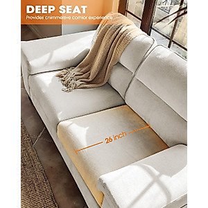 71.25" Modern Sofa Couch for Living Room, Deep Seat Sleeper Sofa with 8”Cushion, Comfy 2-Seater Chenille Loveseat Sofa with Convertible Armrest, Removable Sofa Cover, High Leg (Beige)