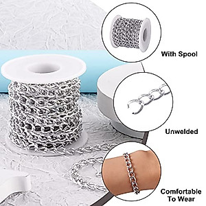 Pandahall 16.4 Feet Aluminium Curb Chains Twisted Links Silver Plated with Spool for Bracelet Necklace Jewelry Making