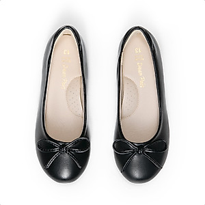 DREAM PAIRS Girls Dress Shoes Fashion Bow Ballet Flats Slip-on Flower Girl Shoes for Wedding, School, Party, Birthday,Size 2 Little Kid,Black,KFL216