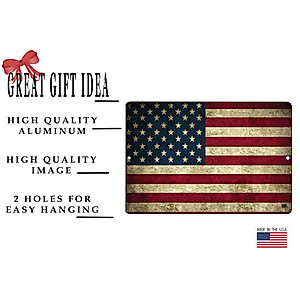 Rogue River Tactical USA American Flag Metal Tin Sign, 12x8 Inch, Wall Decor Man Cave Bar US United States Rustic