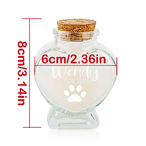 Personalized Pet Fur Memorial Jar,Memorial Bottle for Pet Hair,Custom Pet Fur Memorial Fur Keepsake with Pet Name, Pet Memorial Urn Glass Bottles,Loss of Dog Cat Sympathy Gifts for Pet Lovers