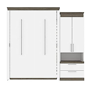 Atlin Designs 95" Queen Murphy Bed with Storage Cabinet in White