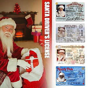 Santa Claus Lost Drivers License Christmas Decorations,Novelty Santa Sleigh Flying License ID Card,Santa Claus Card Flight License Christmas Eve Key Box Gift Xmas Tree Ornament