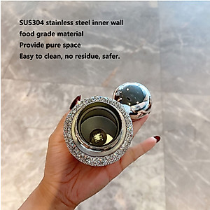 Thermos Cup Travel Mug Bling Rhinestone Shinning Water Bottle Stainless Steel Diamond Flask Vacuum Bottle for Christmas Birthday Valentine's Day Birthday Gift,Purple