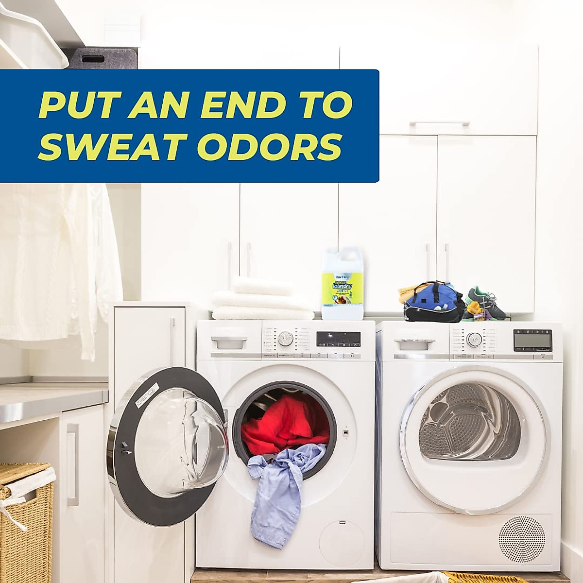 Sports Laundry Odor Eliminator, Liquid, 15 Loads | Remove Sweat Odors from Workout Clothes, Sports Uniforms, Everyday Use, etc. | Unscented and Safe to Use in Any Washing Machine