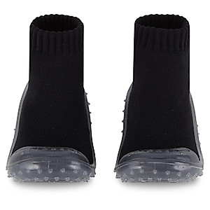 Baby Boys Slippers - Baby First Walking Non Skid Slipper Socks - Premium & Comfortable Toddler House Slippers, Kids Essentials - Black - 12 Months Infant