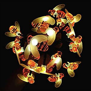 CHENGBEI Waterproof IP65 30 Cute Honeybee LED Lights 8 Modes Fairy Decorative Light for Outdoor Wedding Homes Gardens Patio Party