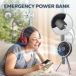 10000mAh Rechargeable Fan Portable – Desk Fan, Portable Camping Fan with LED Lantern Desktop Table Cooling Fans Cordless Quiet RV Small Tent Battery Powered Fan for Camping, Portable Fan for Travel
