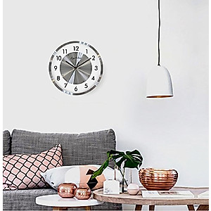 Fzy.bstim Non Ticking Silent Wall Clock Decorative,Analog Metal Wall Clock Battery Operated,Bedroom/Living Room/Office/Kitchen Clock,10 Inch